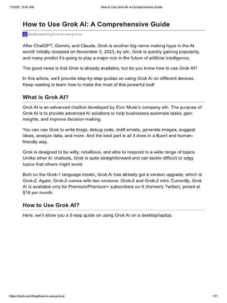 How To Use Grok AI - A Comprehensive Guide | PDF