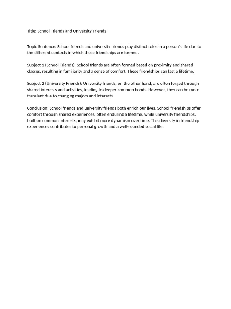 School Friends and University Friends | PDF