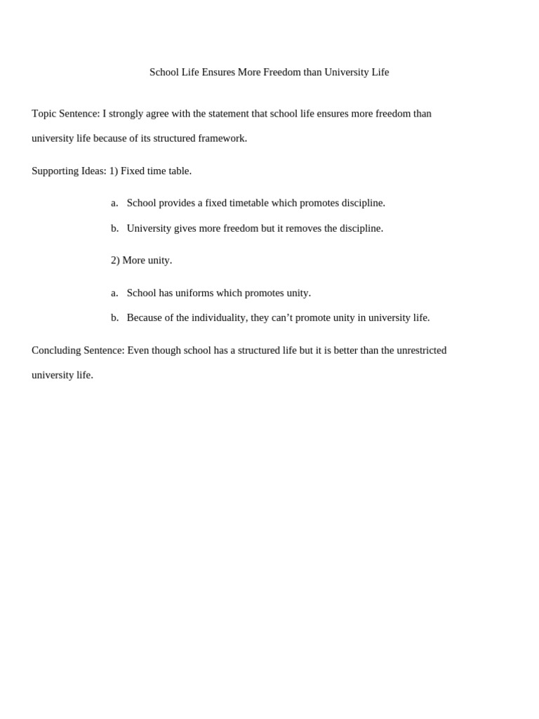 School Life Ensures More Freedom Than University Life | PDF