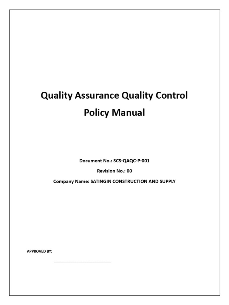 QAQC POLICY MANUAL (1) | PDF | Quality Assurance | Evaluation