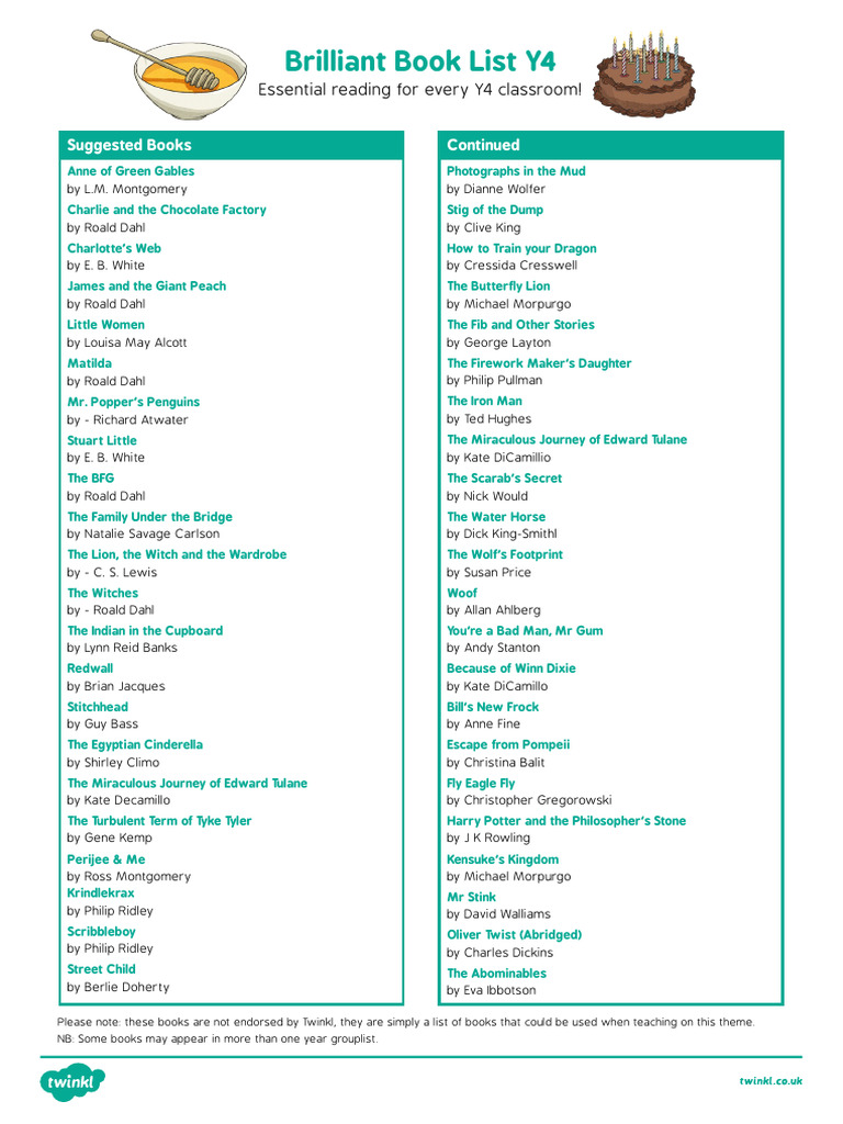 Brilliant Book List Y4.195989224 | PDF | English Language Literature ...