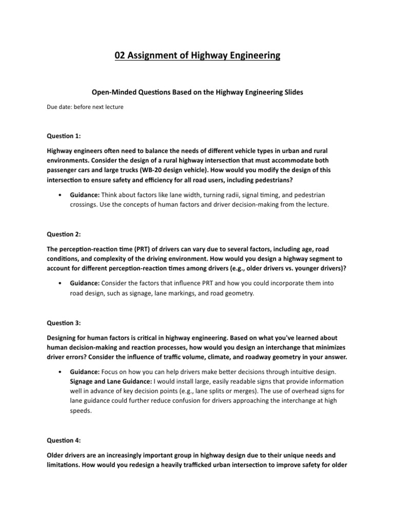 Highway Engineering Design Challenges | PDF