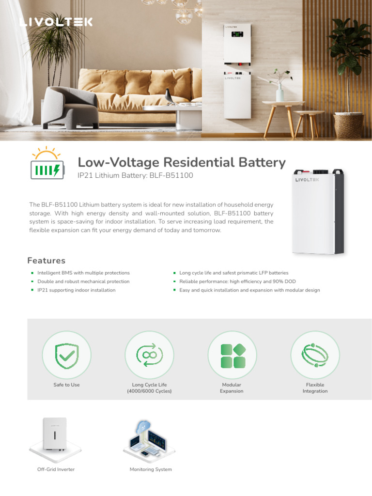 Low-Voltage Residential Battery (IP21 Lithium) | PDF | Lithium Ion ...