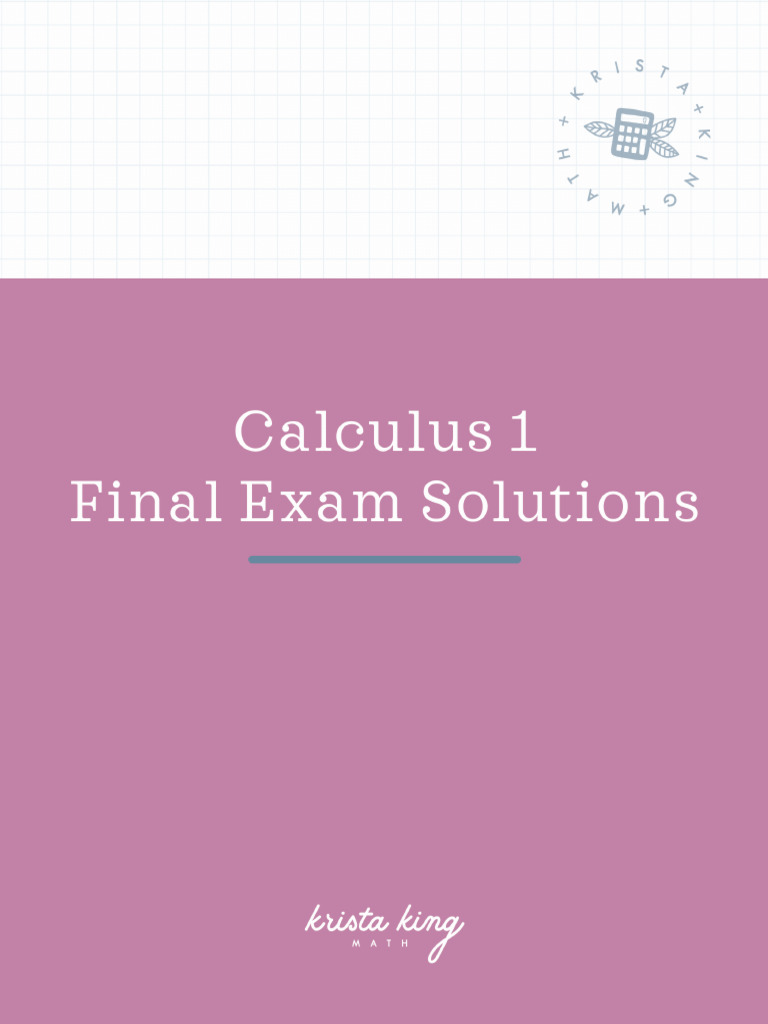 Calculus 1.final Exam - Solutions | PDF | Mathematical Analysis ...