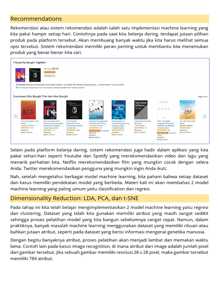 Unsupervised Learning Recommendations Dimensionality Reduction 01 Pdf