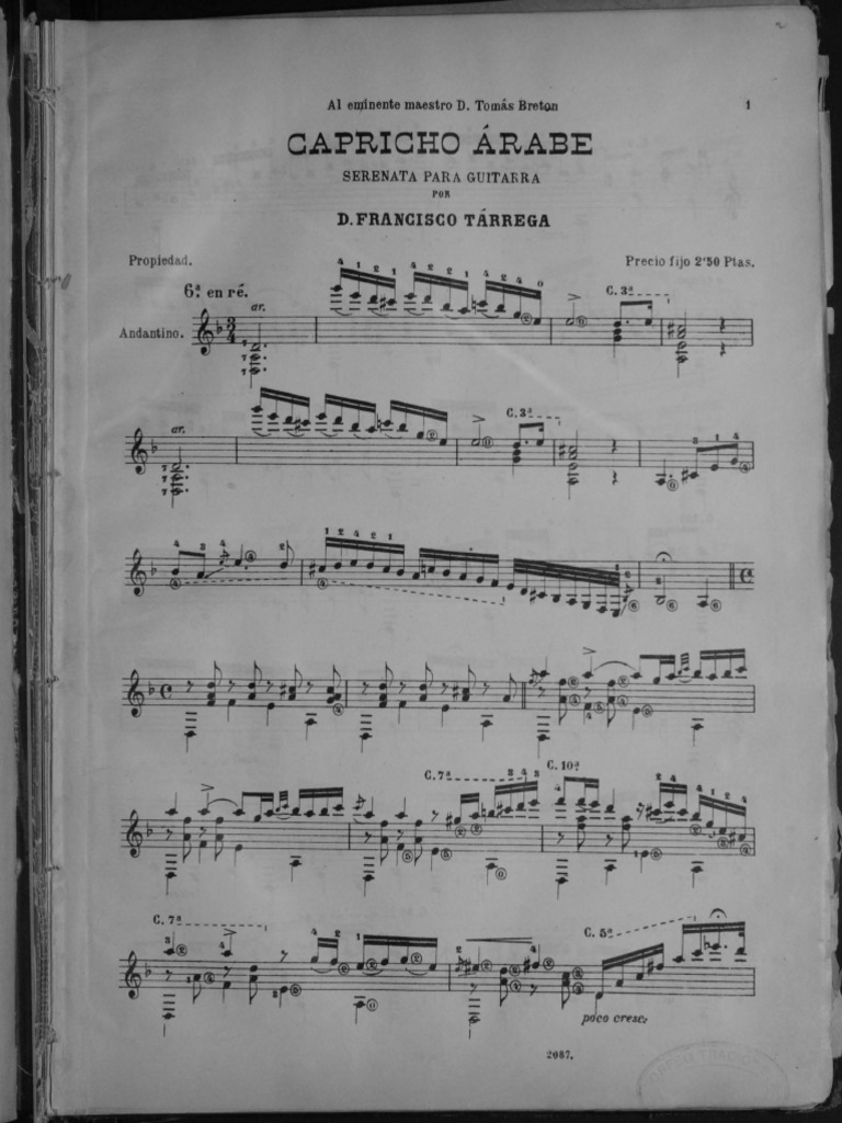 Capricho Árabe - F. Tárrega | PDF