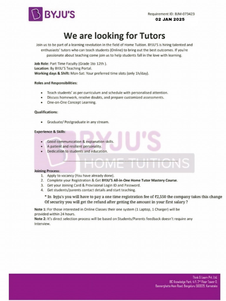 BYJU'S HOME JOB PDF | PDF