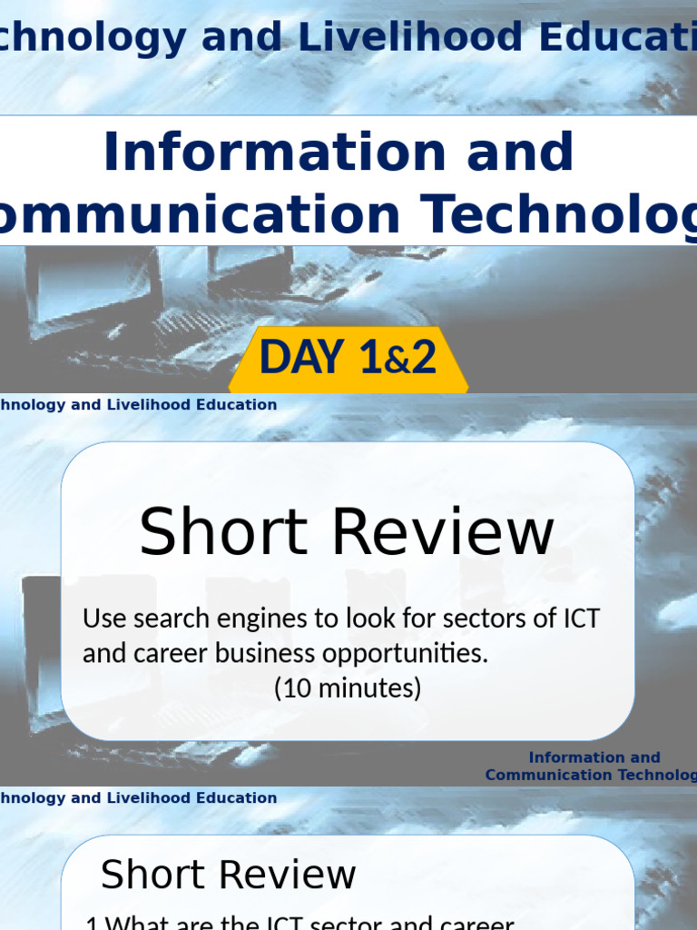 Day 1 & 2 Sectors of ICT and Its Career and Business Opportunities ...