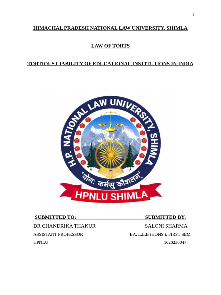 Tortious Liability of Indian Schools | PDF | Tort | Legal Liability