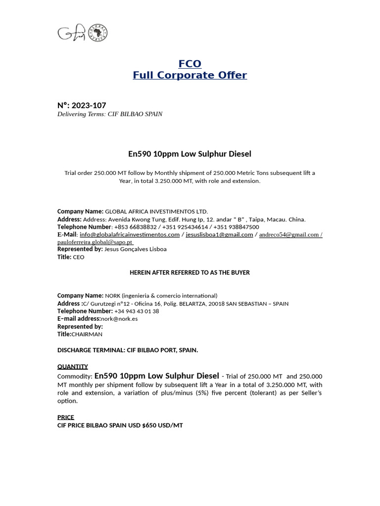 Fco 107 - Cif Bilbao Port Spain | PDF | Receipt | Freight Transport