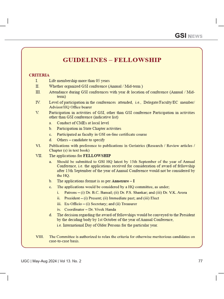 Fellowship Form & Guidelines | PDF
