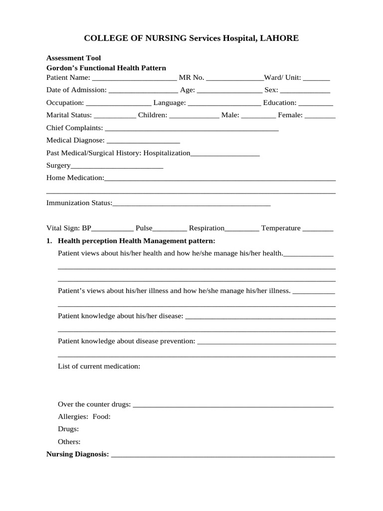 Gordon's FHP Tool | PDF | Menstruation | Urinary Incontinence