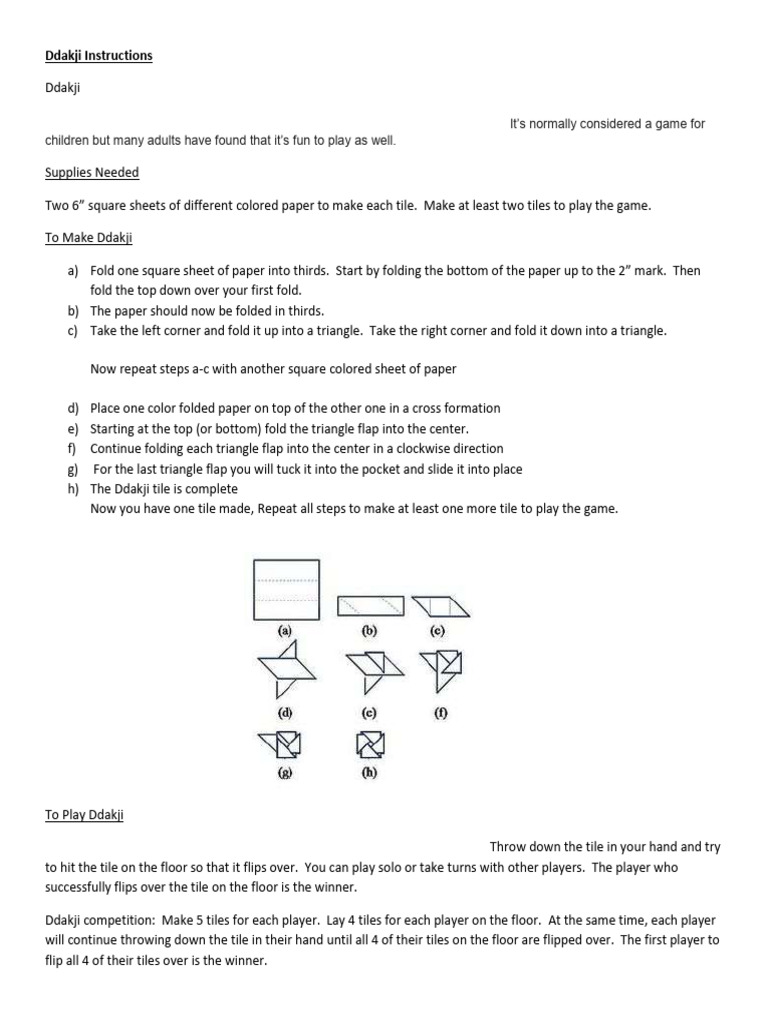 Ddakji Instructionsnw | PDF