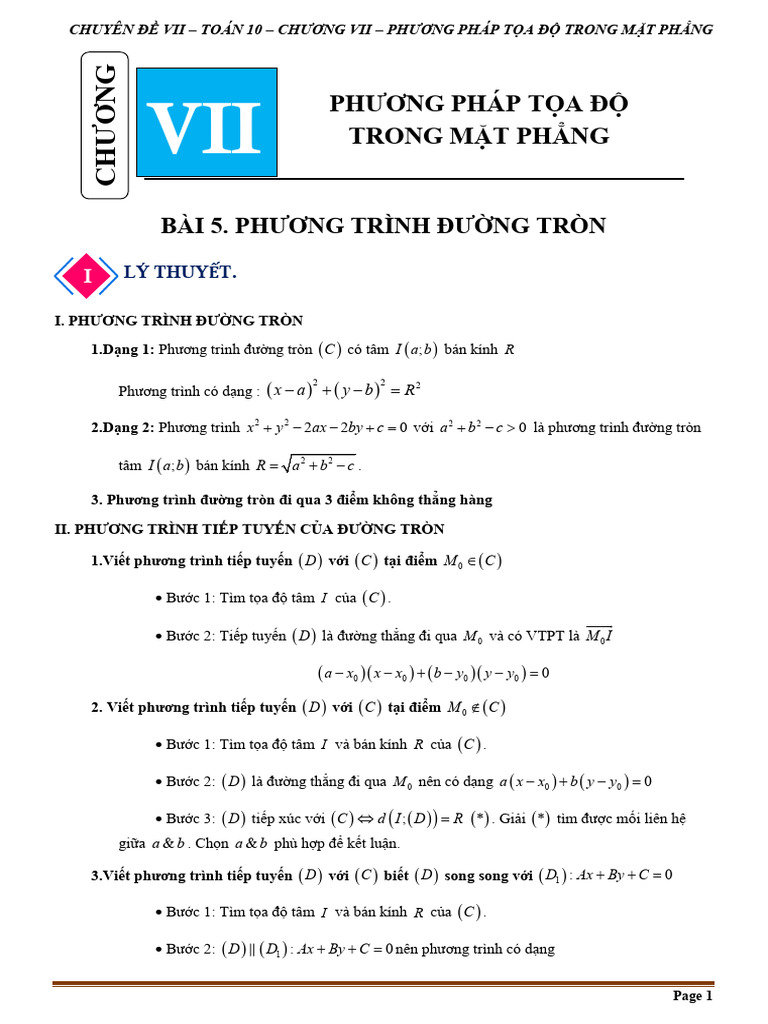 Chuyen de Phuong Phap Toa Do Trong Mat Phang Toan 10 Canh Dieu Trang 12 | PDF