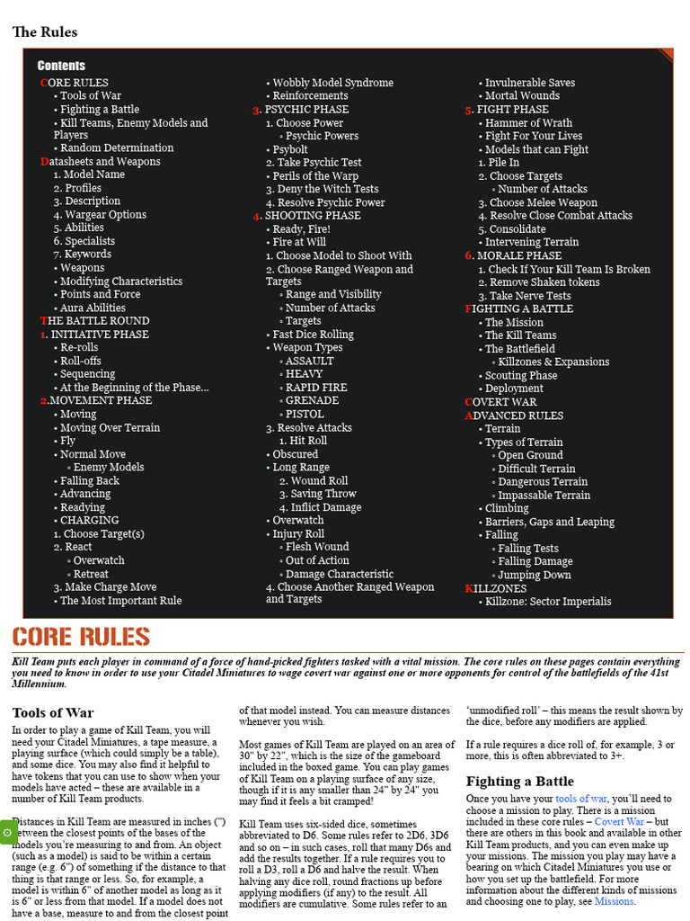 Kill Team Core Rules Overview | PDF