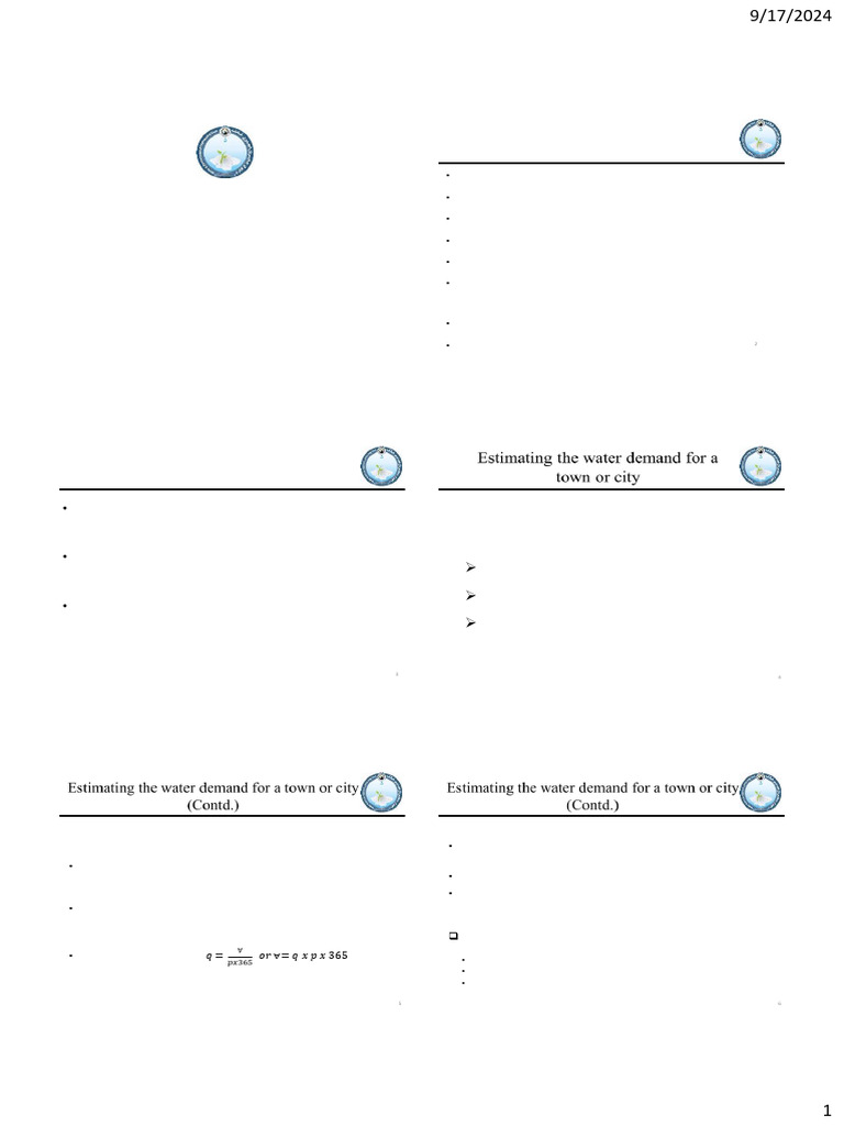 Lecture#2 (Water Demand) | PDF | Water | Demand
