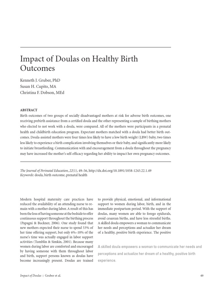 Impact of Doulas On Healthy Birth Outcomes | PDF | Doula | Childbirth