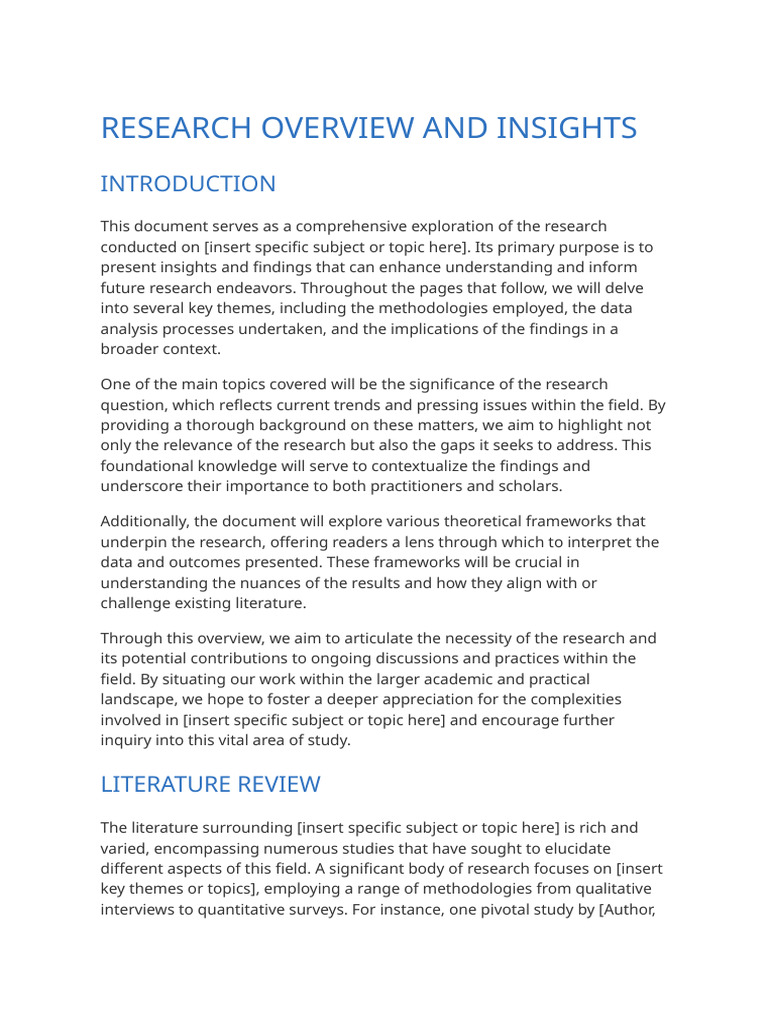 Research Insights on [Specific Topic] | PDF | Methodology | Qualitative ...