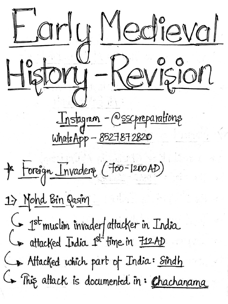 Delhi Sultanate Medieval History Handwritten Notes Revision | PDF