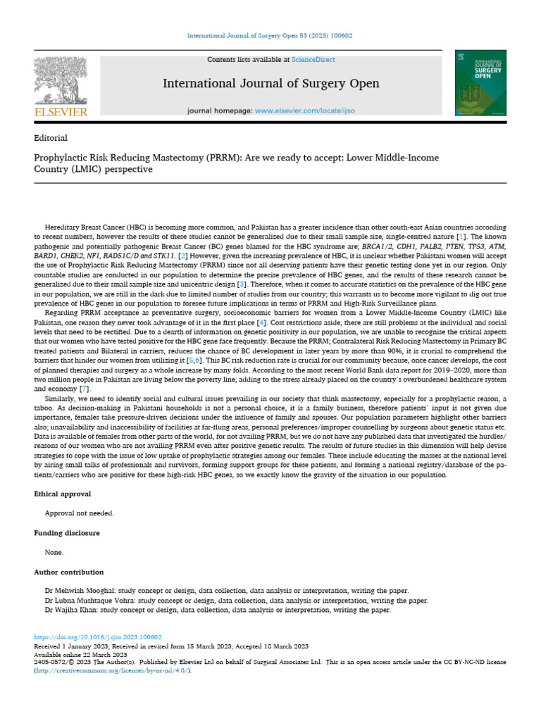 Prophylactic Risk Reducing Mastectomy PRRM Are.3 | PDF | Cancer ...