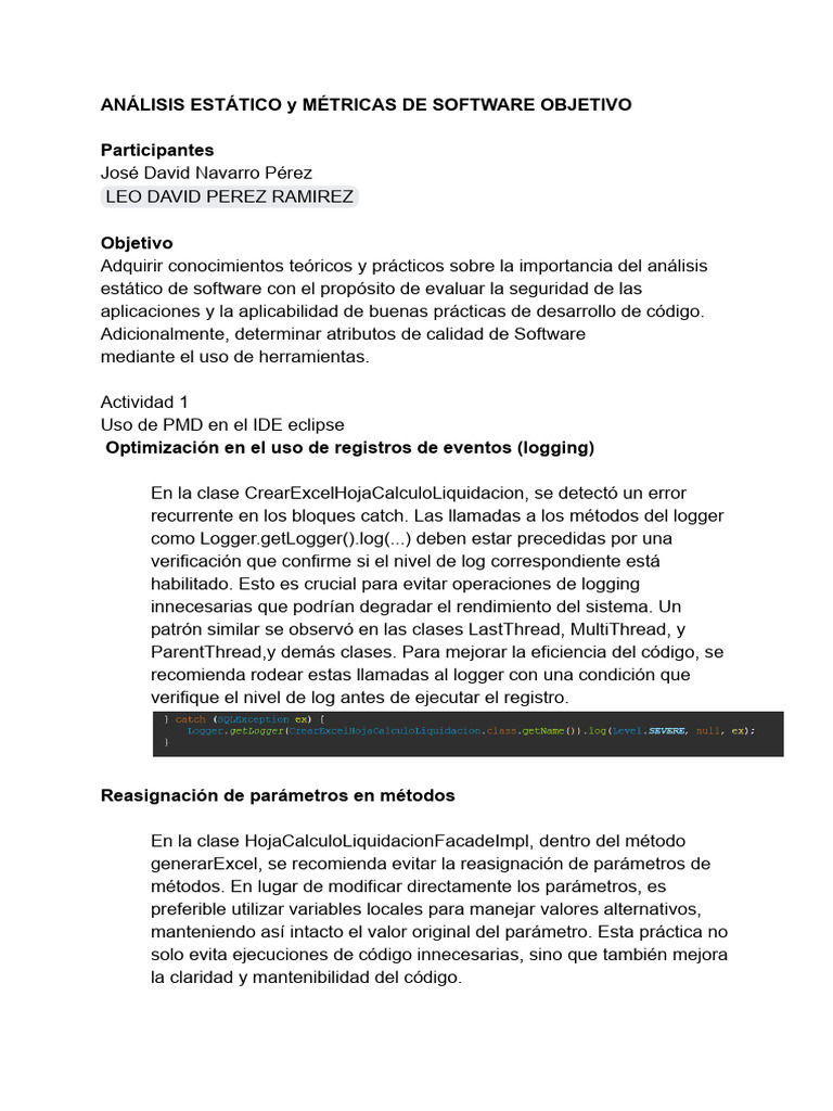 ANALISIS ESTATICO y METRICAS DE SOFTWARE | PDF | Software | Programa de Optimización