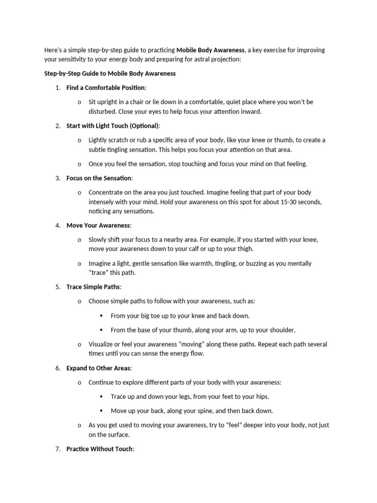 Mobile Body Awareness | PDF | Senses | Awareness