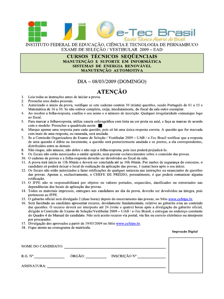 Prova Ifpe | PDF