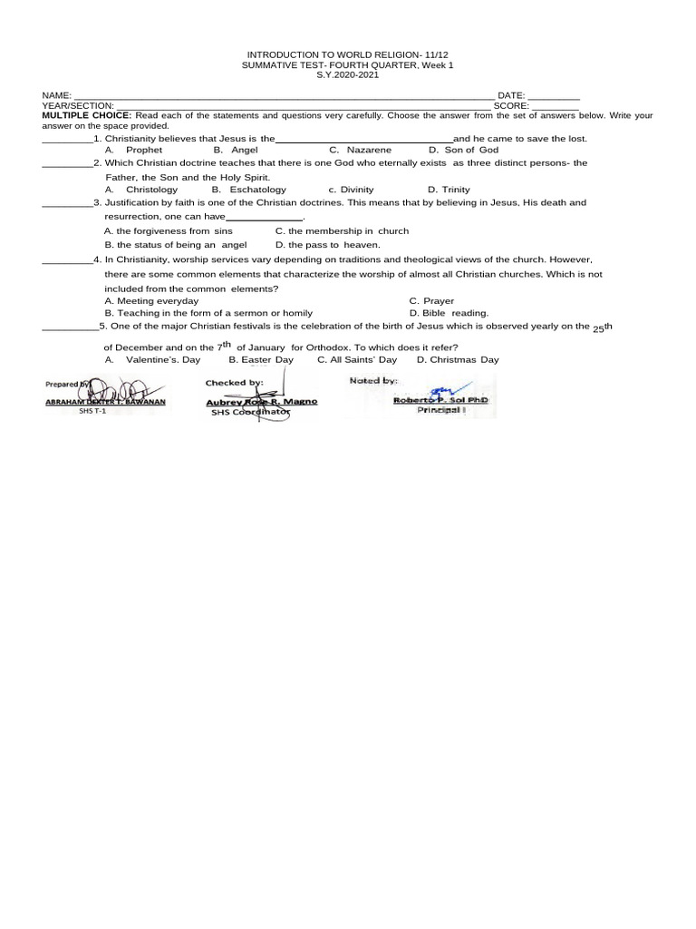 Introduction To World Religion-Sum Q4-W1 | PDF
