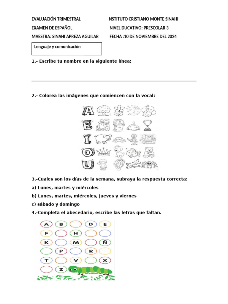 Examen Preescolar | PDF