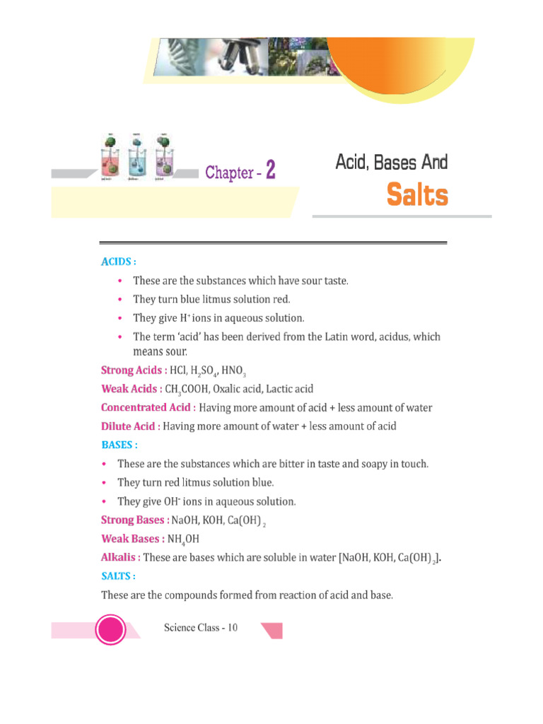 Acid-Base Reactions and Salts Notes | PDF
