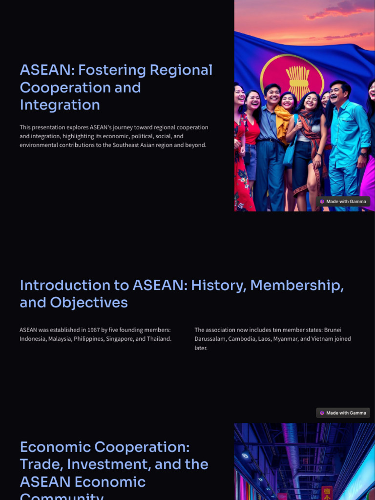 ASEAN Fostering Regional Cooperation and Integration | PDF | Economies ...