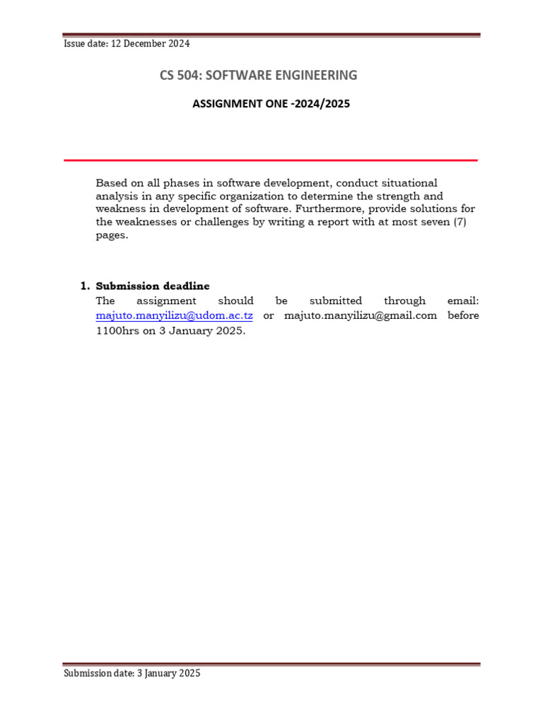 CS504-Assignment One 2024 25 | PDF