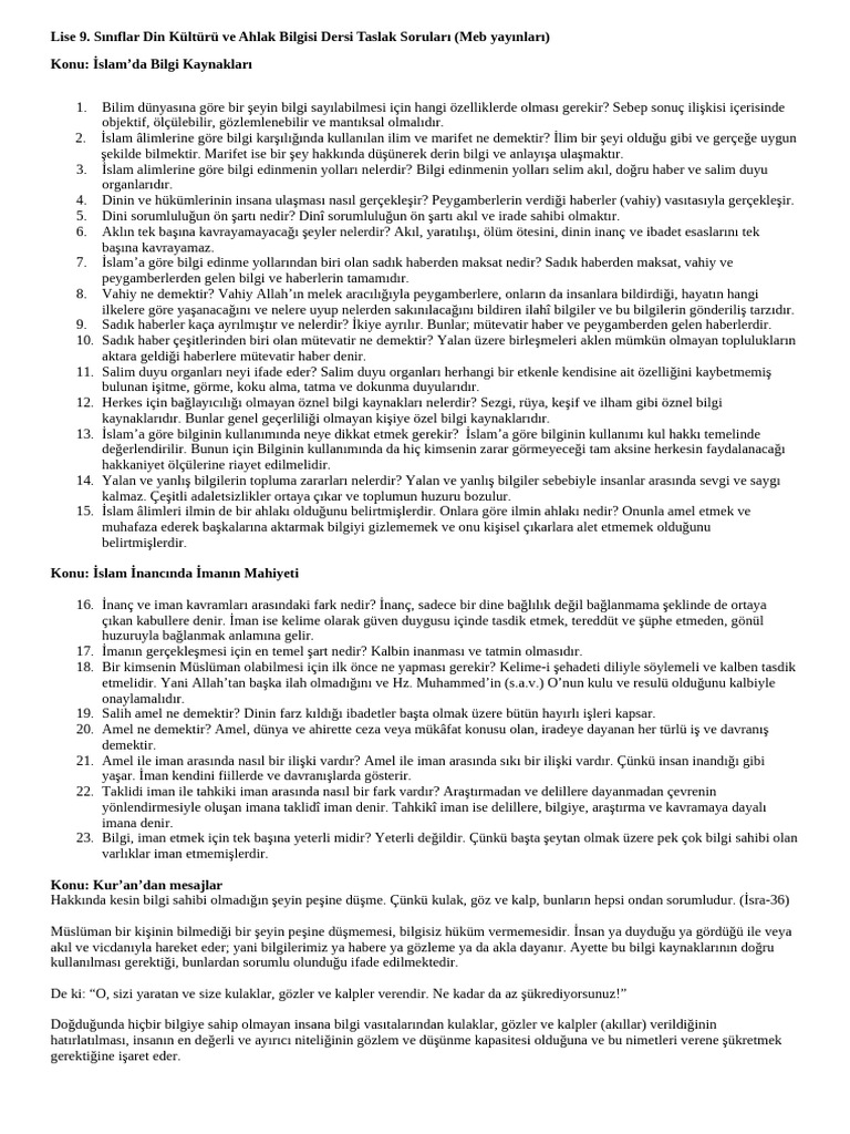 Sınıflar Dkab Sorular | PDF