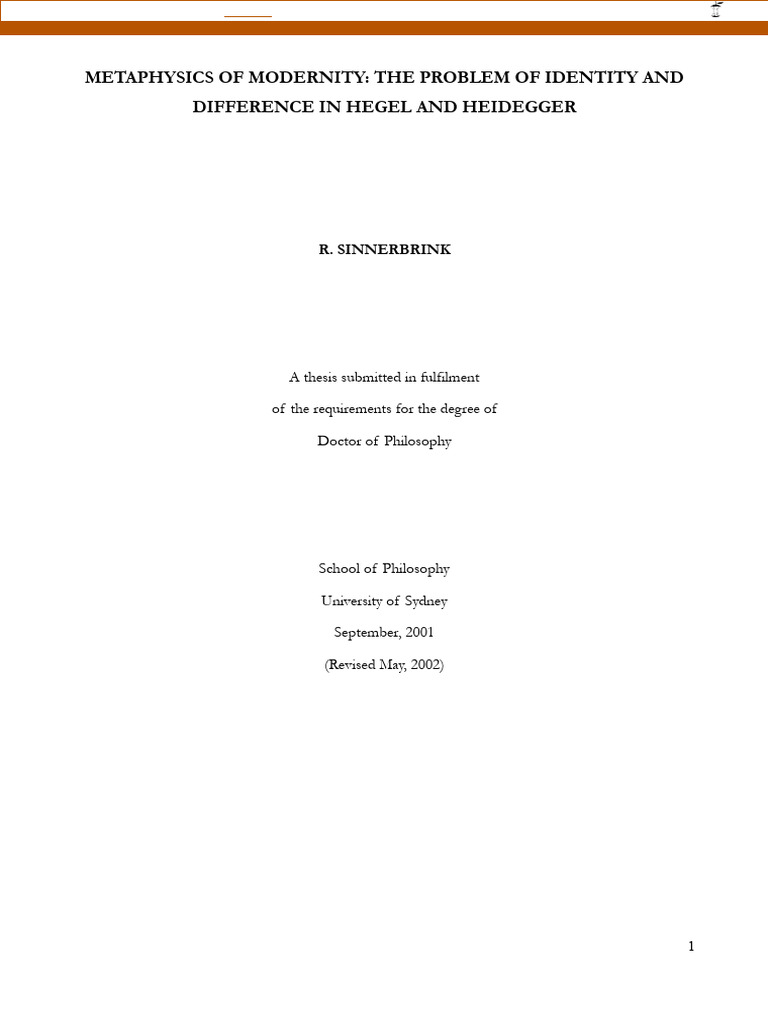 Hegel and Heidegger on Identity and Difference | PDF | Georg Wilhelm ...