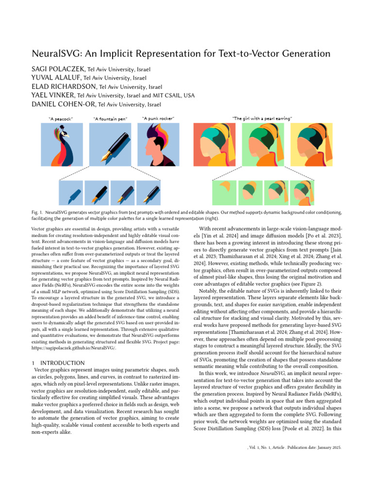 2501.03992: NeuralSVG: An Implicit Representation For Text-to-Vector Generation | PDF | Computer ...