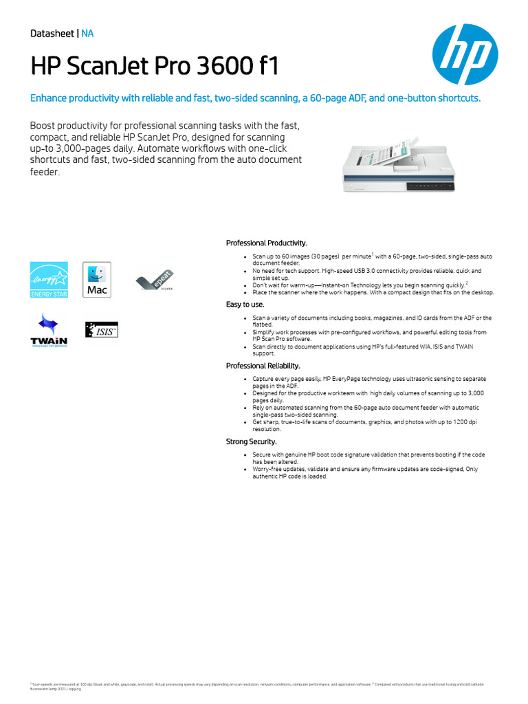 HP ScanJet Pro 3600 f1 | PDF | Image Scanner | Microsoft Windows