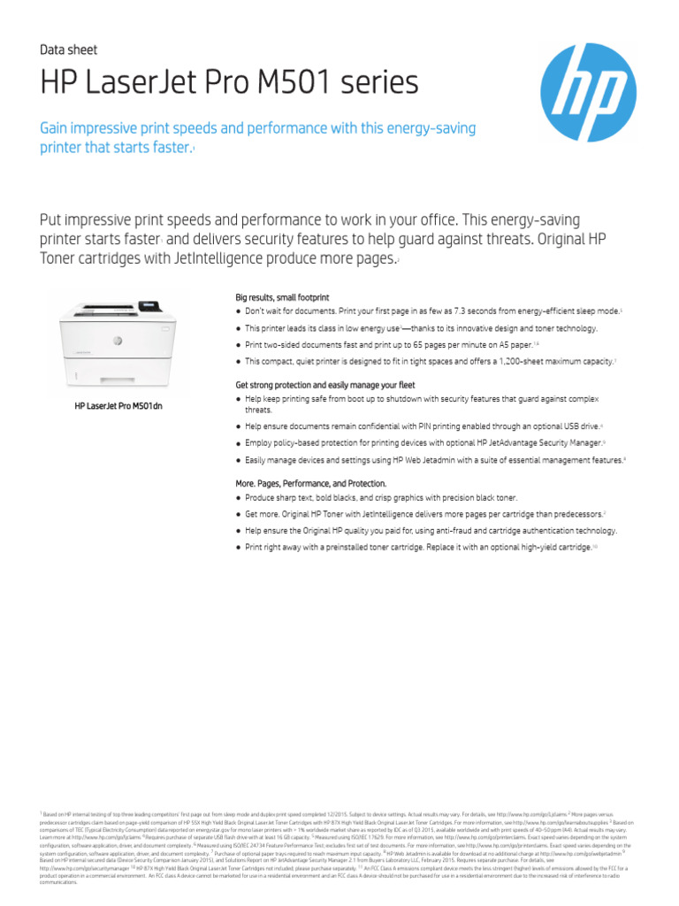 HP LaserJet Pro M501 Series | PDF | Microsoft Windows | Printer (Computing)