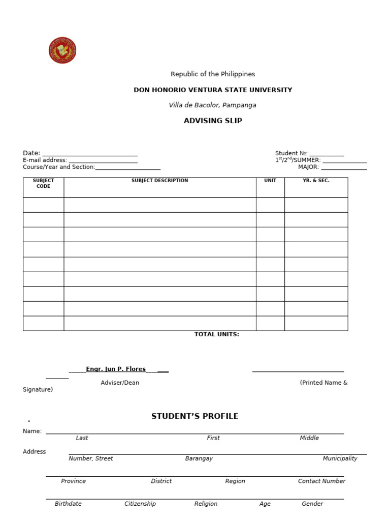 Advising Slip 2 | PDF