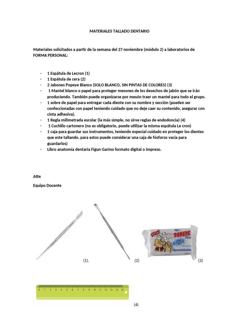 Materiales para Tallado Dentario | PDF