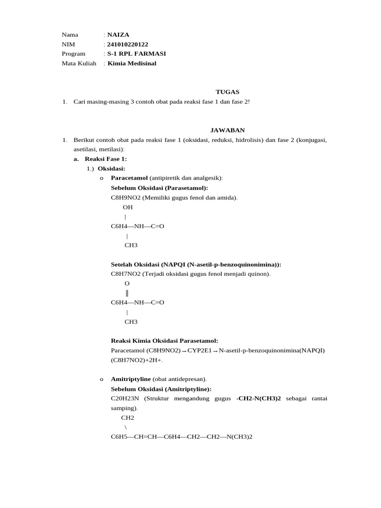 Tugas MK. Kimia Medisinal (Naiza) | PDF
