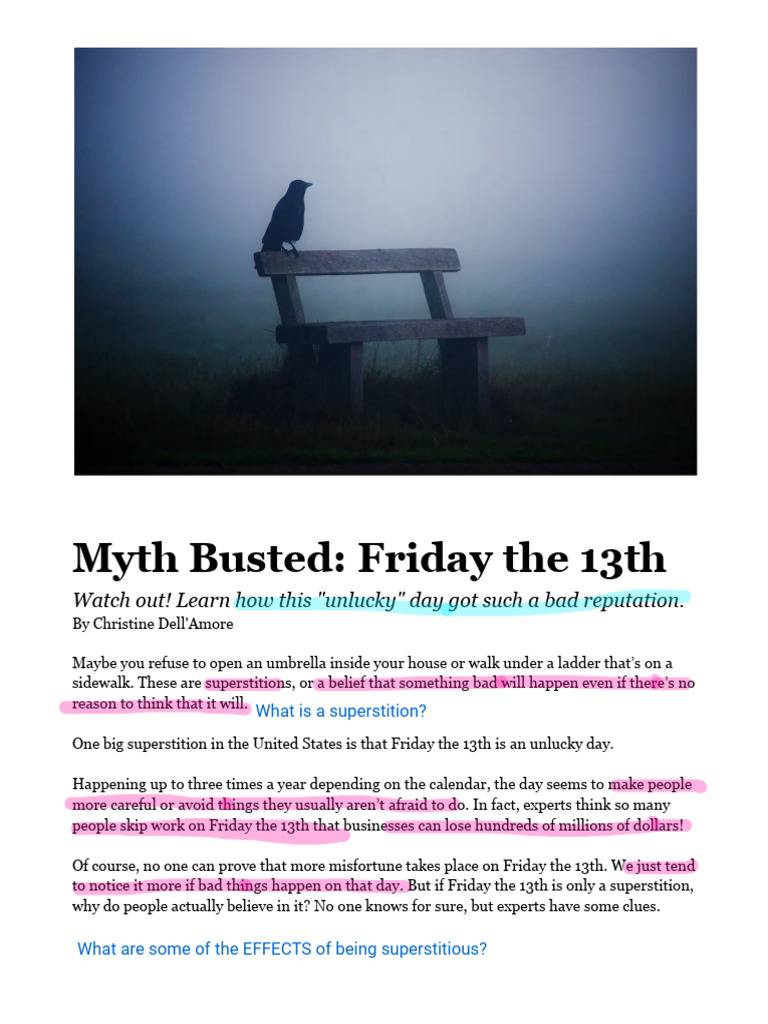 Myth Busted - Friday The 13th | PDF | Superstitions
