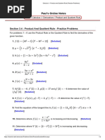 Calculus I Product and Quotient Rule Practice Problems | PDF ...