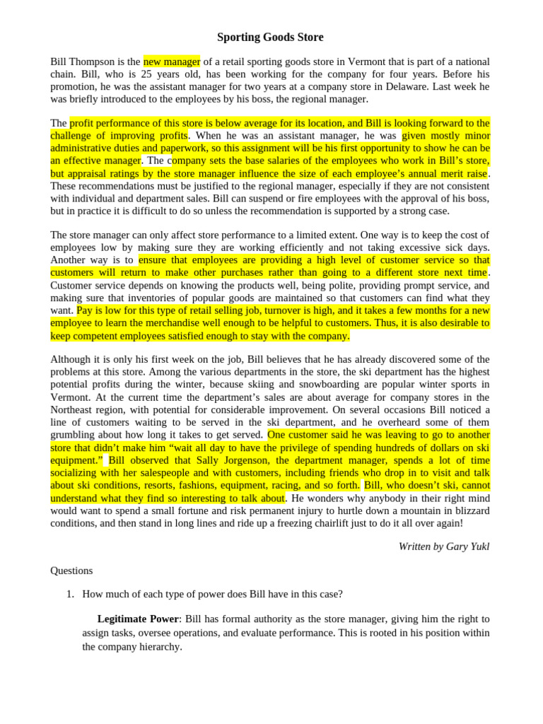 Case Study - Power and Influence-1 | PDF | Power (Social And Political ...