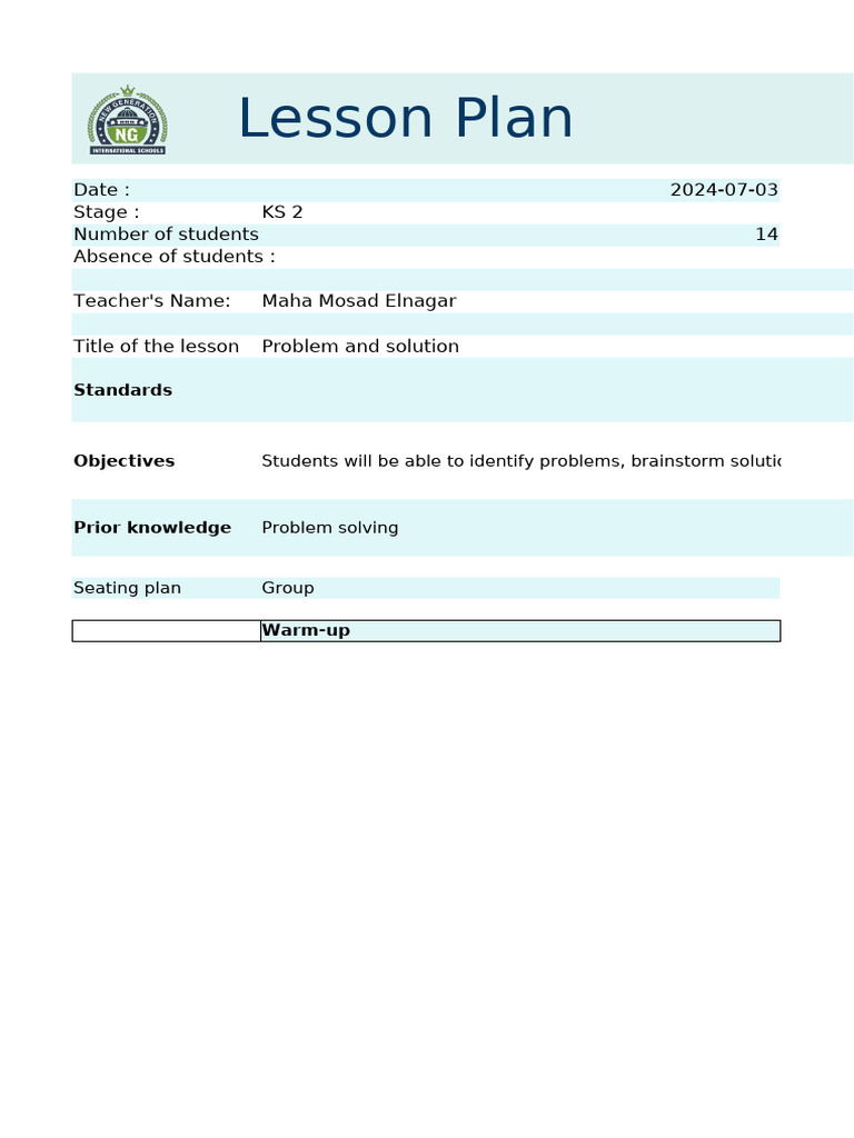 lesson plan year 4 Problem and a solution | PDF | Lesson Plan | Cognition