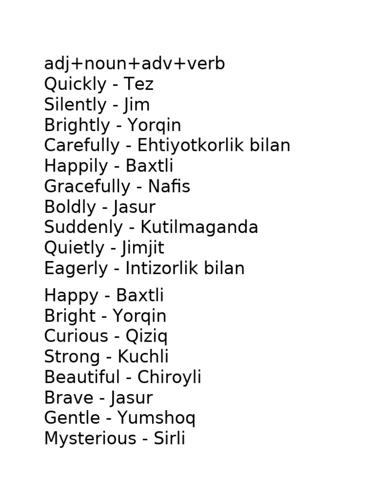 Adj Noun Adj Verb | PDF