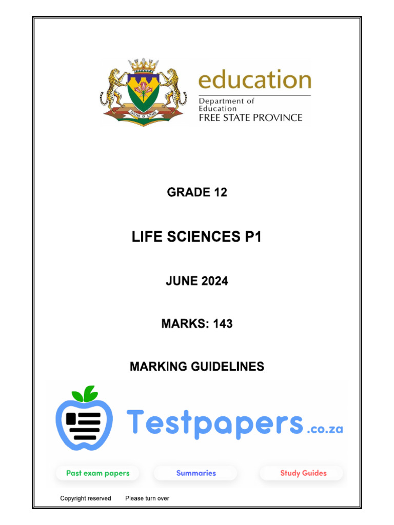 Life Sciences MEMO May June 2024 Free State | PDF