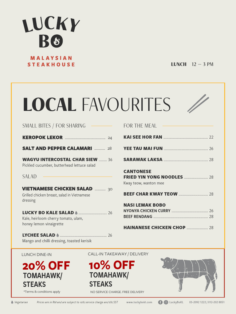 LuckyBoKL Menu & Offers | PDF | Food And Drink Preparation | Cuisine