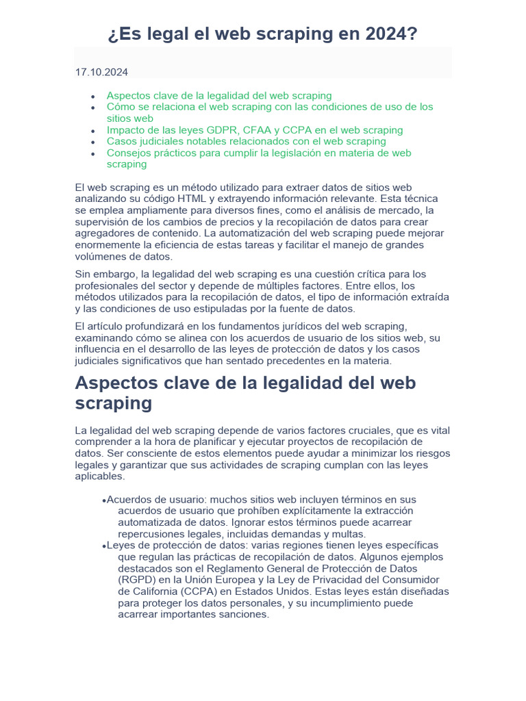 Es Legal El Web Scraping en 2024 | PDF