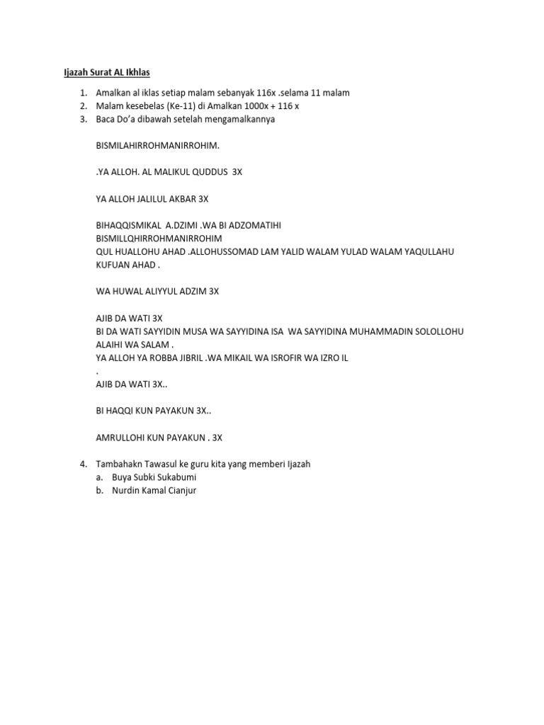 Ijazah Surat AL Ikhlas | PDF