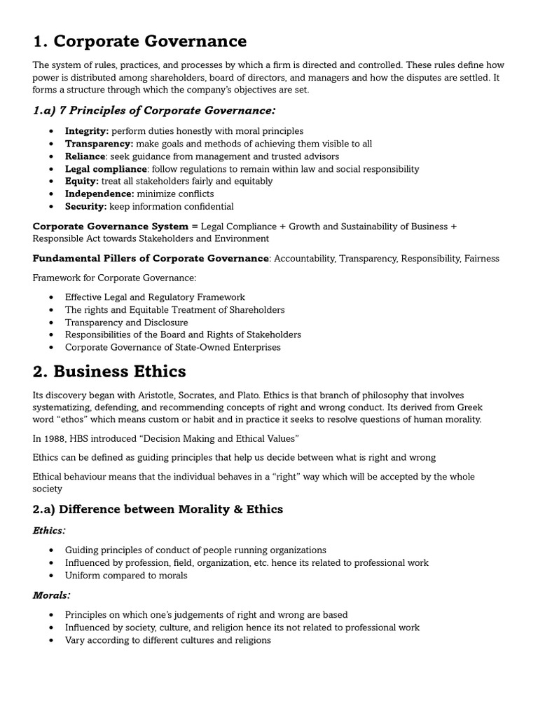 Corporate Governance & Ethics Guide | PDF | Life Cycle Assessment ...